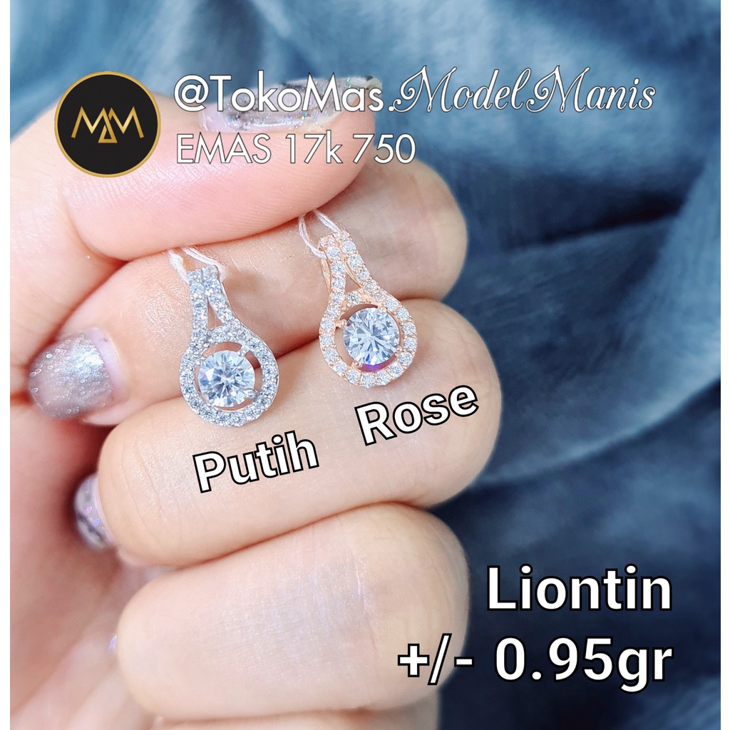 Jual Liontin diamond looks bulat emas putih dan rosegold 750 kadar 17 K ...
