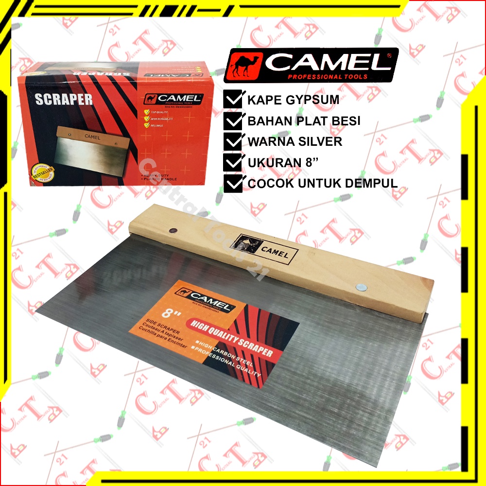 Jual Kape Gypsum Plat Besi gagang Kayu 8" Camel | Shopee Indonesia