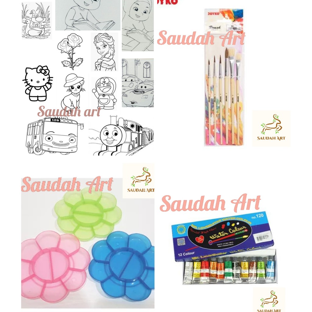 Jual Paket kanvas Lukis Sketsa 20x20 (kanvas sketsa,palet,kuas,cat air ...