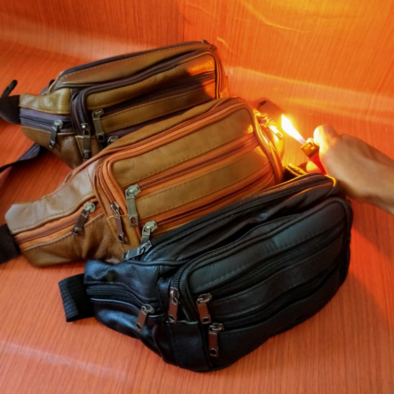 Jual Tas pinggang kulit asli Tas Selempang kulit sapi tas Waistbag pria ...