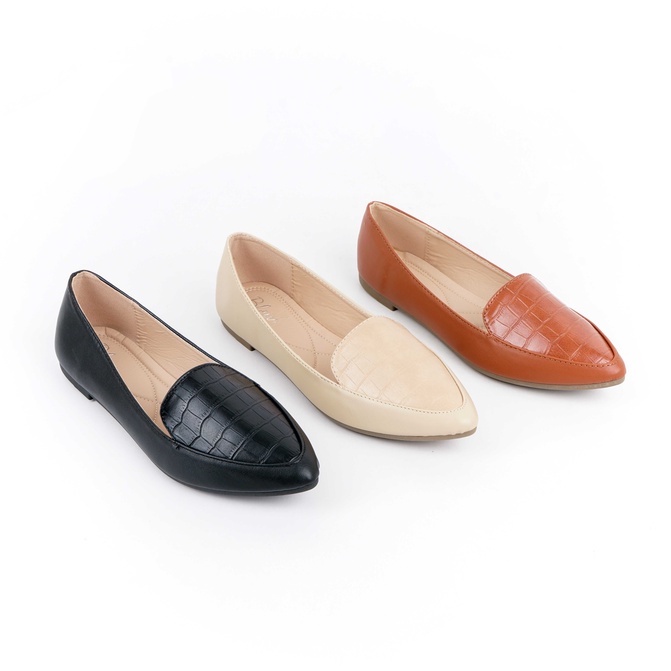 Jual Blow Veina Croco Flats Shoes Sepatu Hitam Wanita Balet Women Shoes ...