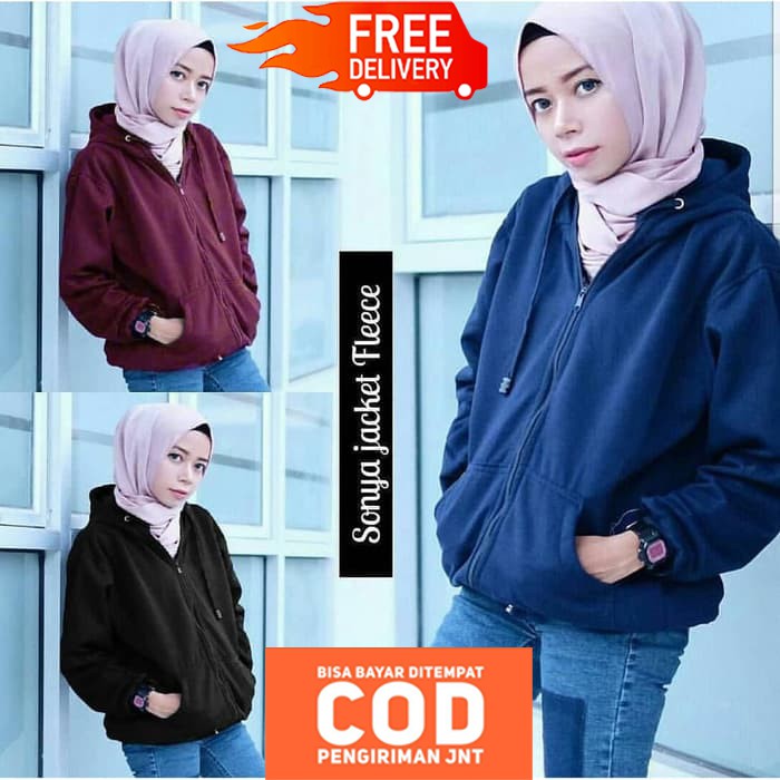Jual SONYA SWEATER HODIE - BAHAN FLEECE ZIPER VARIAN WARNA - JAKET ...