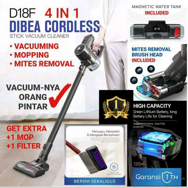 Jual Dibea D18F Cordless Vacuum Cleaner and Mop Alat Vakum Debu dan Pel Wireless | Shopee Indonesia