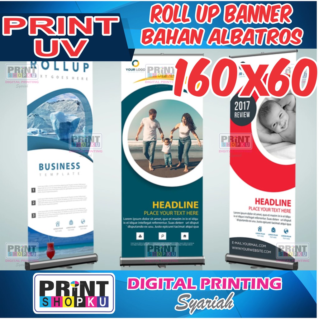 Jual CETAK ROLL BANNER ALBATROS ROLL UP BANNER VERTICAL PRINT UV ROLL BANNER (60 X 160 CM ...