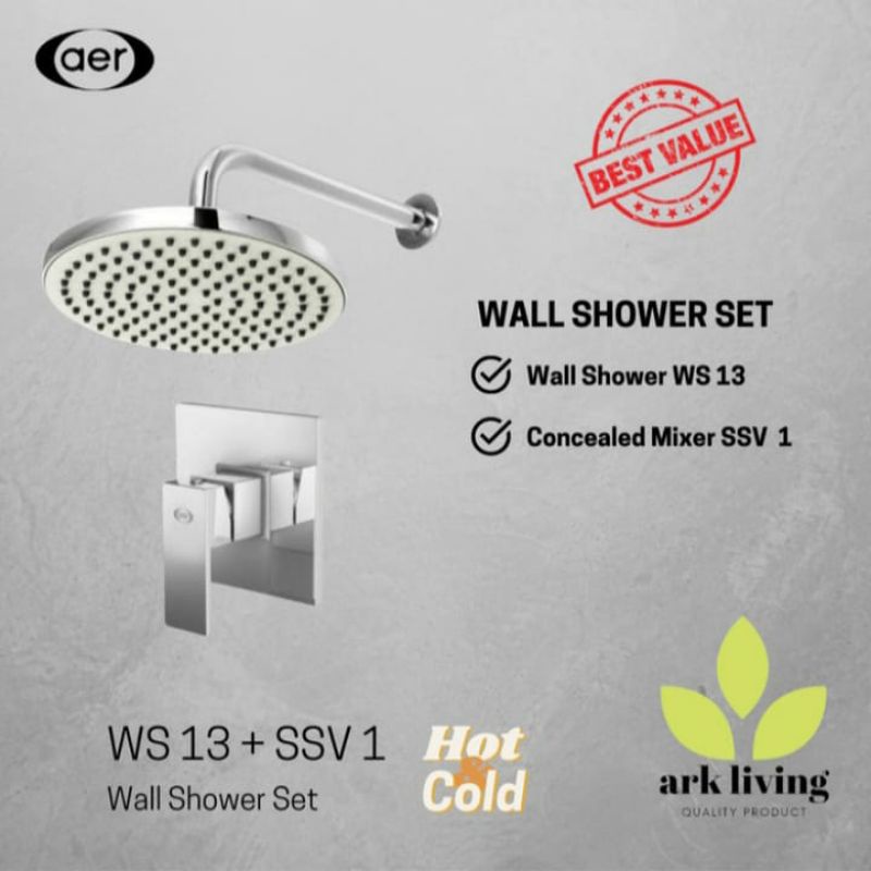 Jual AER Paket Shower Wall Shower WS 13 + Kran AER Tanam Panas Dingin SSV 1 | Shopee Indonesia