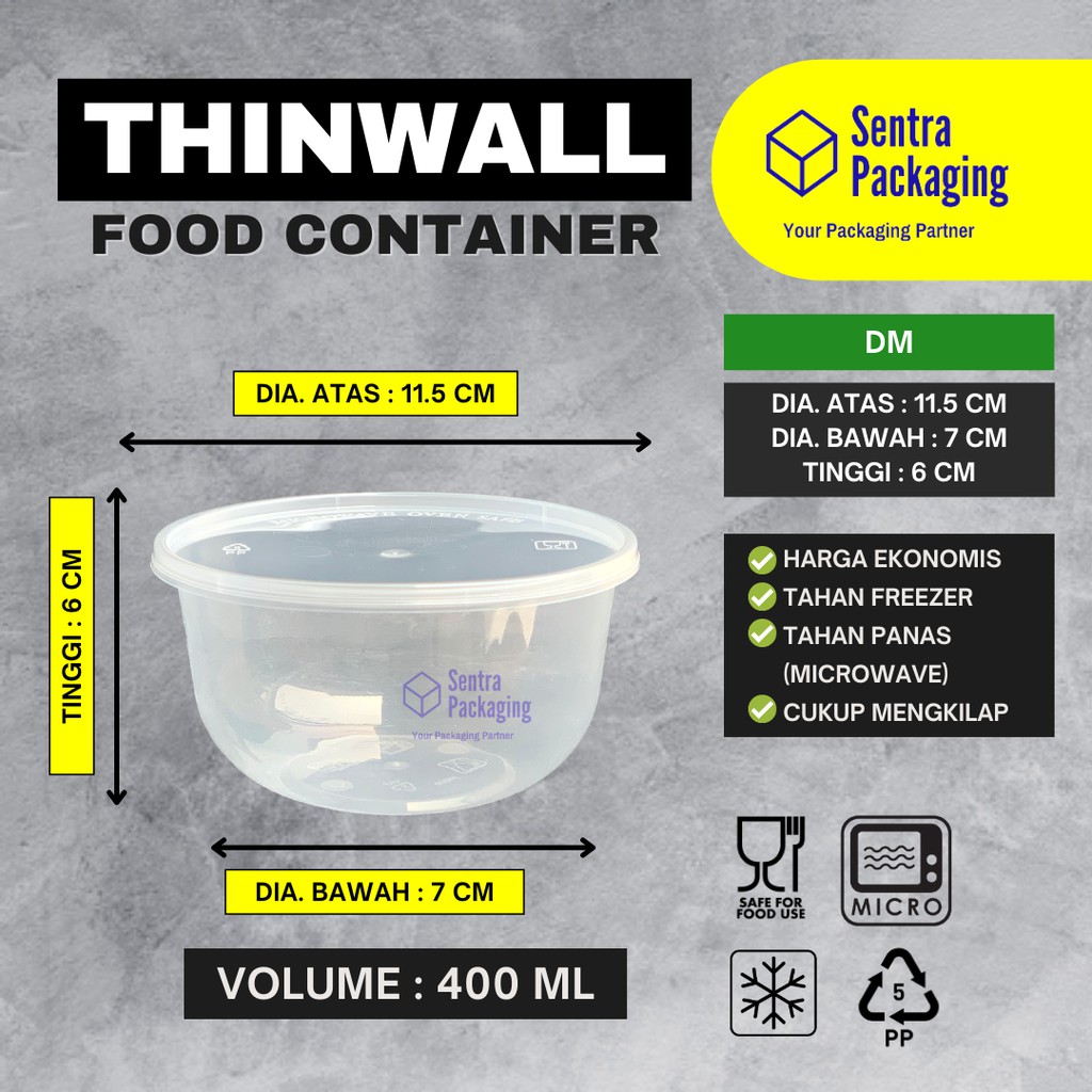 Jual Thinwall Bulat 400ml / Mangkok Plastik / Packaging / Cup Salad ...