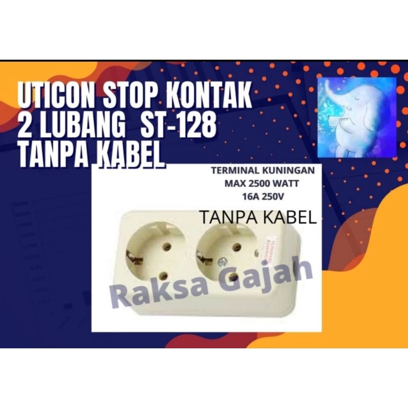 Jual UTICON Stop Kontak 2 Lubang ST-128 | Shopee Indonesia