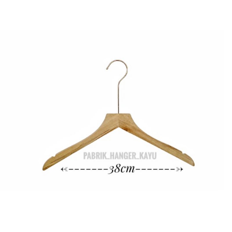 Jual HANGER KAYU KEPALA LURUS NATURAL 38CM HOOK BIASA DAN GOLD | Shopee ...