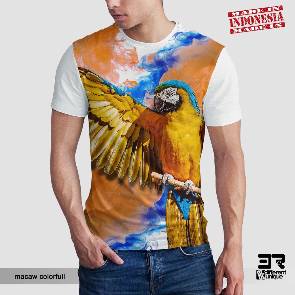 Jual [ COD ] KAOS DISTRO PRINTING GAMBAR BURUNG MACAW COLORFULL - BAJU ...