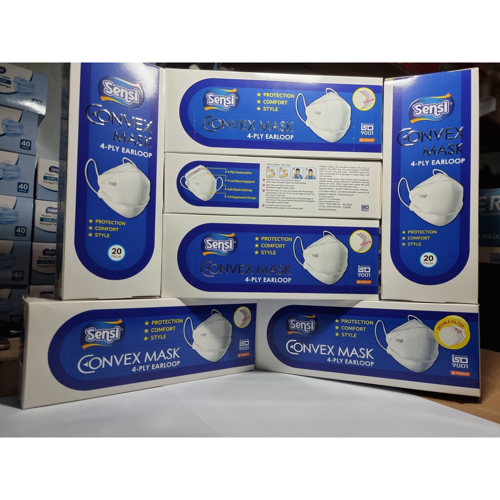 Jual Masker Sensi Convex Mask 5 ply Earloop isi 20 pcs | Shopee Indonesia