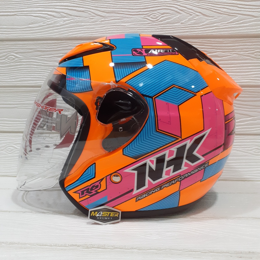 Jual Helm NHK R6 Motif Cube Orange Fluorecent Light Blue Pink Orange ...
