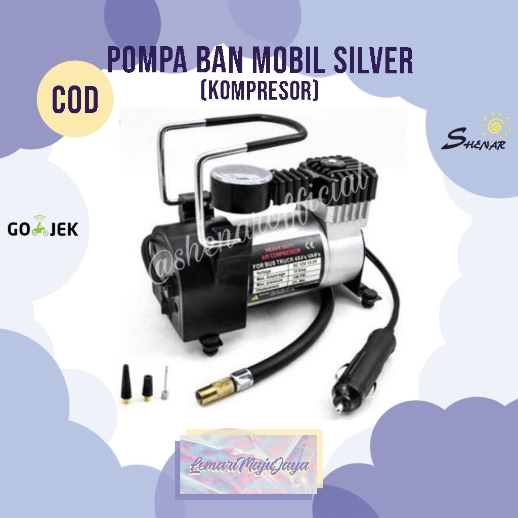 Jual RAMBO POMPA BAN MINI SILVER/ POMPA MOBIL PORTABLE / KOMPRESOR ...
