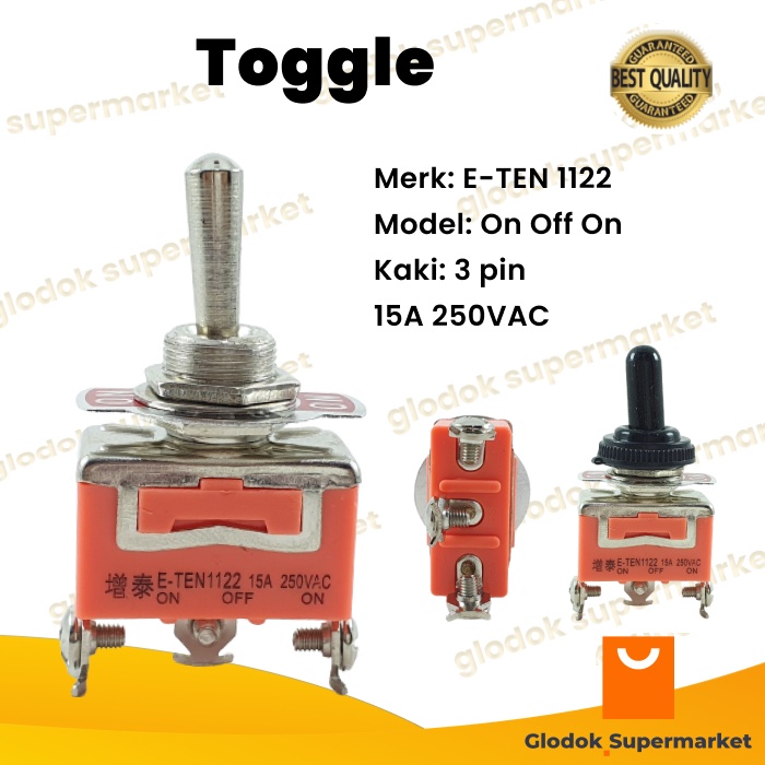 Jual Toggle Switch 3 Pin On Off On ETEN 1122 Saklar Togle Kaki 3p 15A E ...