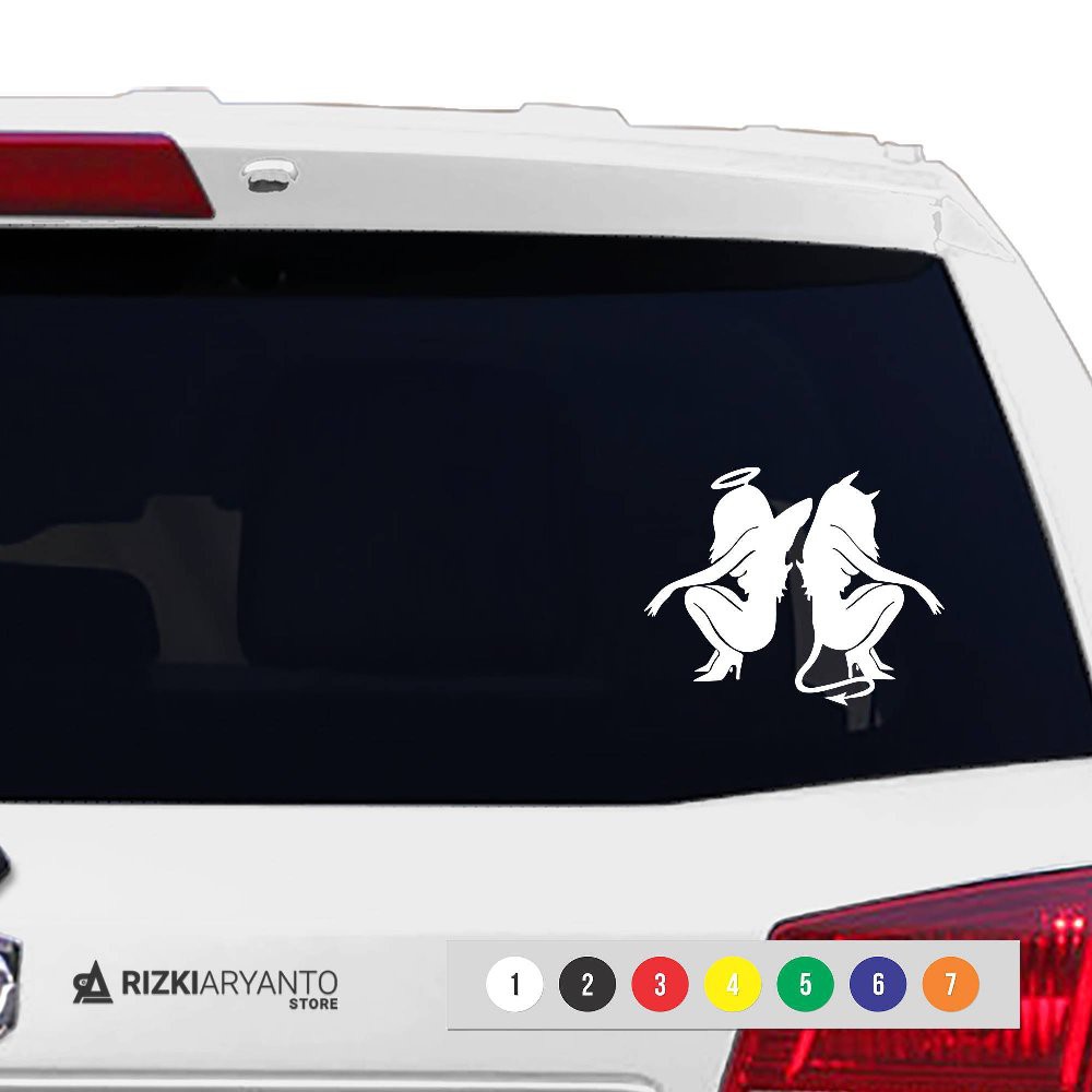 Jual Stiker Kaca Mobil Angel and Devil Girl Sticker | Shopee Indonesia