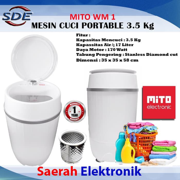 Jual Mito WM1 Mesin Cuci Mini Portable Ukuran 3.5Kg bentuk Compact ...