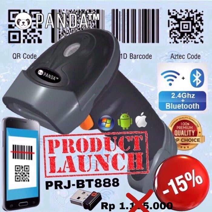 Jual PRJ-BT888 Wireless Barcode Scanner QR Code-E-Faktur(Bluetooth+2.4G) 2D | Shopee Indonesia