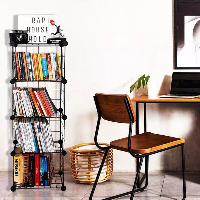 Jual Rak Buku Serbaguna Pakaian Guninco Rak Besi 4 Susun Hitam Putih ...