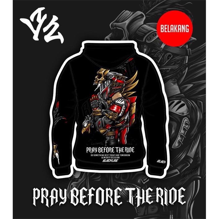 Jual PRAY BEFORE THE RIDE | HOODIE | BLACKLINE | Shopee Indonesia