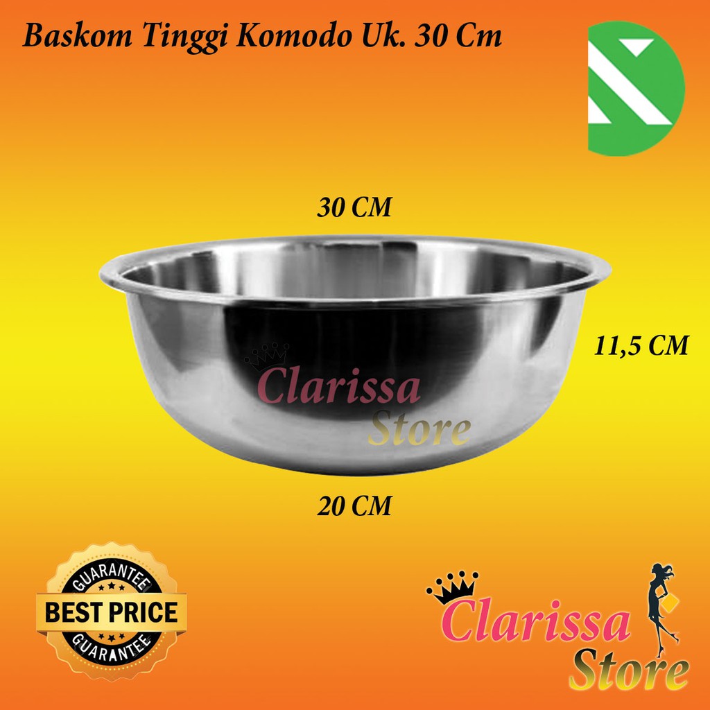 Jual Baskom Tinggi 30 Cm Stainless Steel 30cm Mixing Bowl Baskom Komodo ...