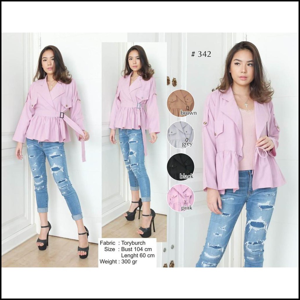 Jual S342 - Peplum Jacket - 4 WARNA | Shopee Indonesia