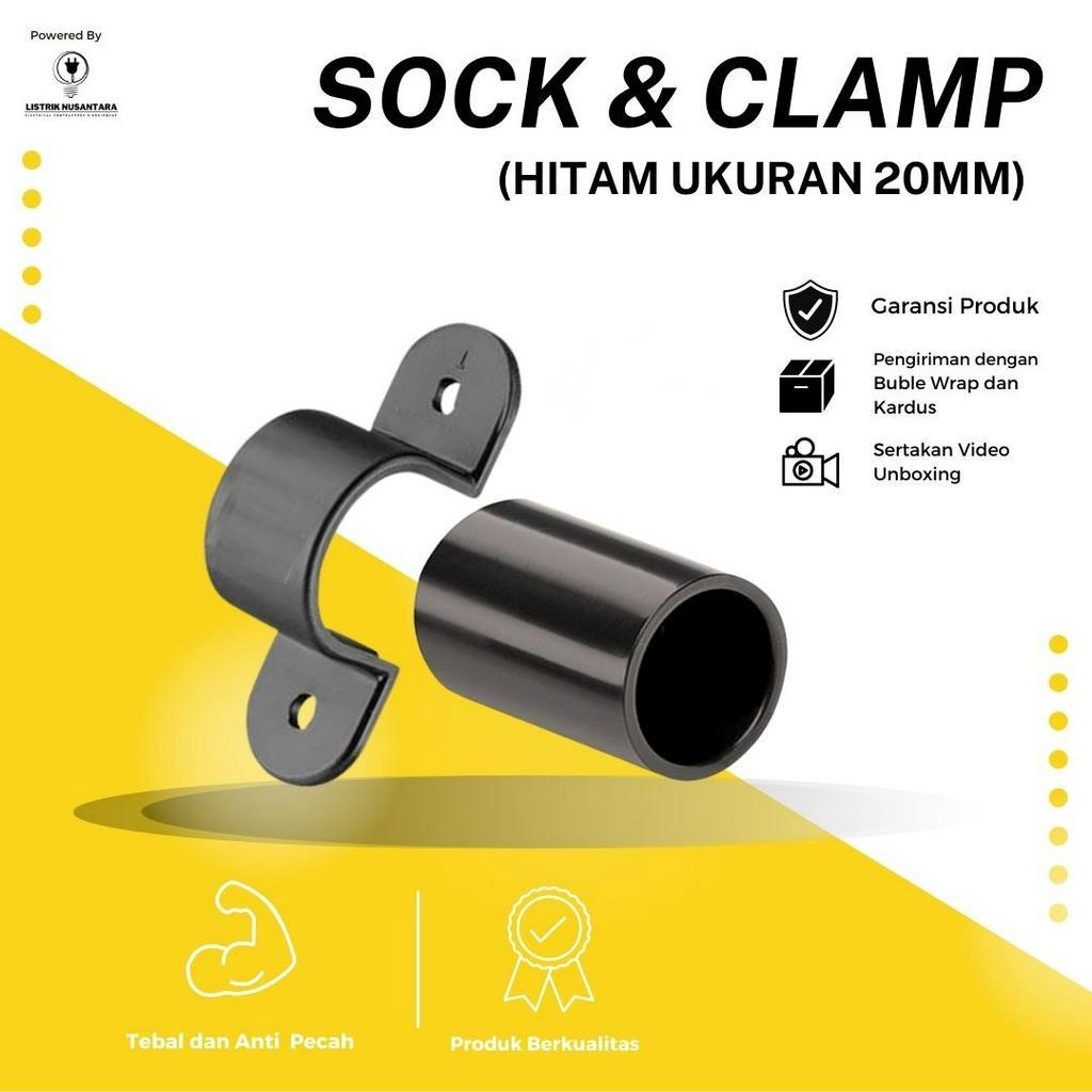 Jual Sock Clamp Pipa Conduit 20MM 20 milimeter Hitam - Sok Shok Shock ...