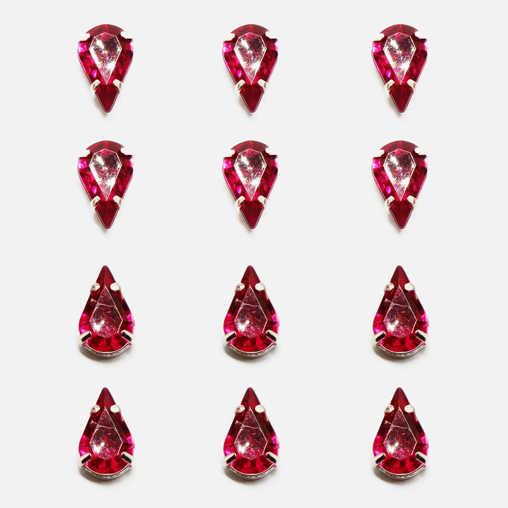 Jual Batu Torenda Cangkrang Tetes Payet Kristal Jahit Size 8x13 Merah ...