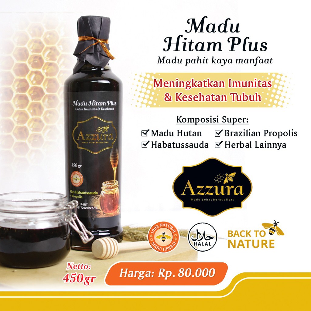 Jual Madu Azzura Hitam Pahit Plus Propolis Habatussauda | Shopee Indonesia