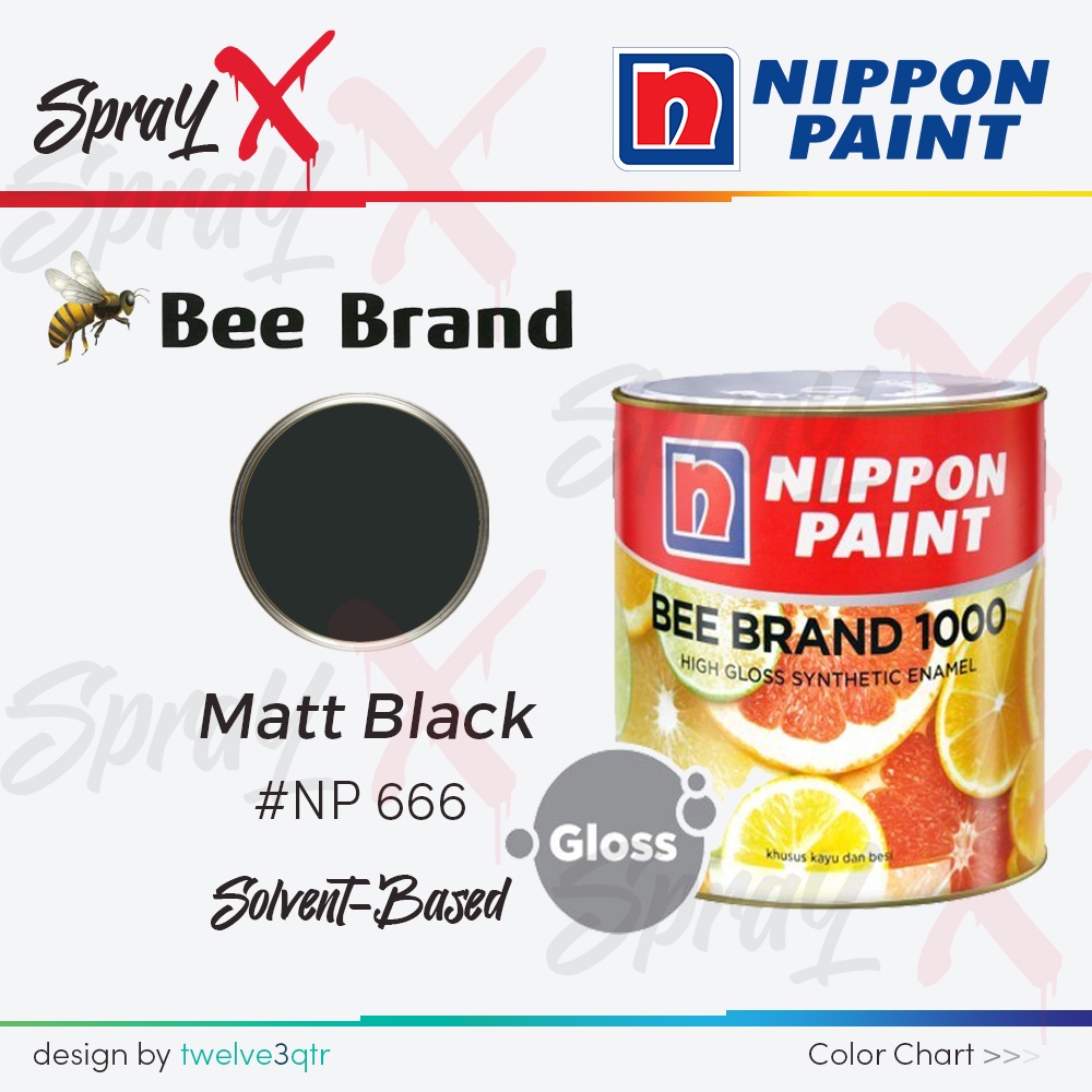 Jual BEE BRAND 1000 MATT BLACK NP 666 / HITAM DOFF #NP666 0.9 LITER - CAT MINYAK NIPPON PAINT ...