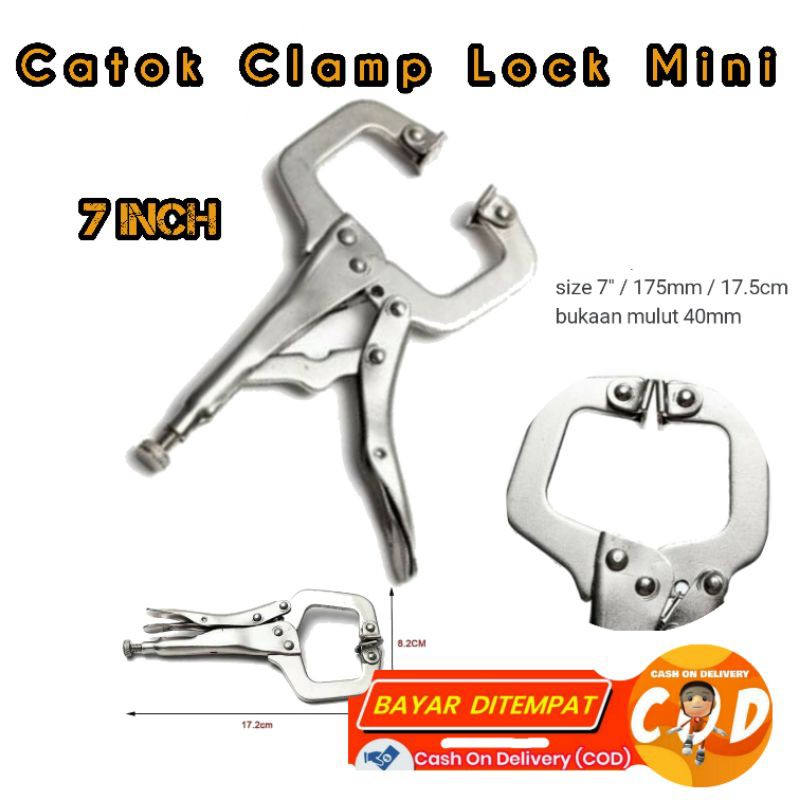 Jual Catok jepit tang buaya mini Locking C clamp 7" klem kayu jepit ...