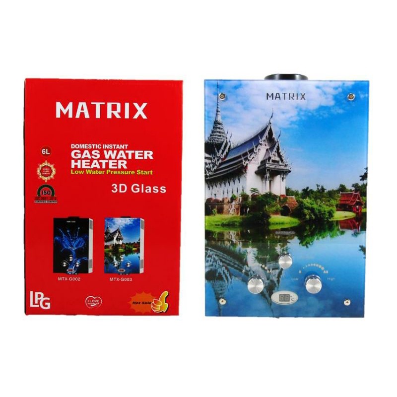 Jual Water heater gas matrix Pemanas air Led kaca | Shopee Indonesia