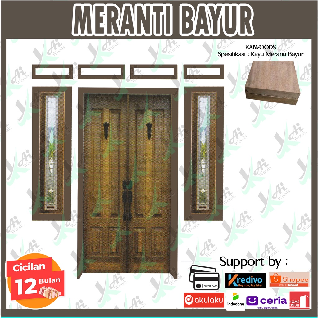 Jual Fullset Pintu Double Kayu Meranti Sumatra / Bayur | Shopee Indonesia