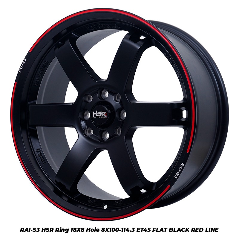 Jual Velg Mobil HSR RAI-S3 HSR Ring 18 Lebar 8 PCD 4X100-114,3 ET45 Black RR | Shopee Indonesia