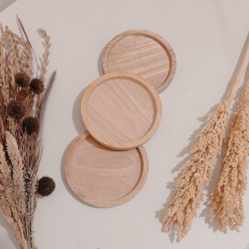 Jual Tatakan Kayu Bulat / Tatakan Gelas / Coaster Kayu Bulat Cekung ...