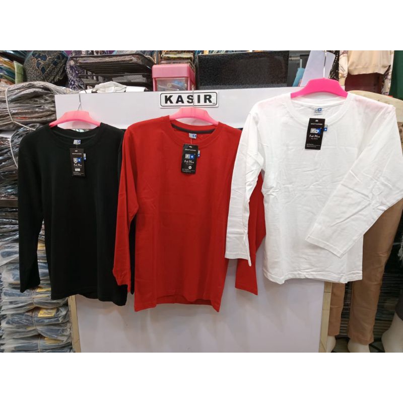Jual KAOS POLOS WARNA MERAH PUTIH HITAM oblong lengan panjang dan pendek | Shopee Indonesia