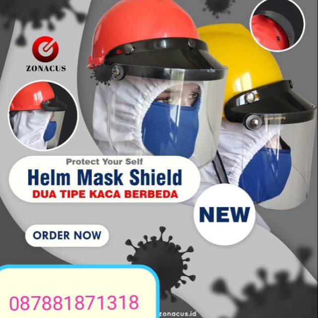 Jual Helm face shield APD + Kaca mask datar | Shopee Indonesia
