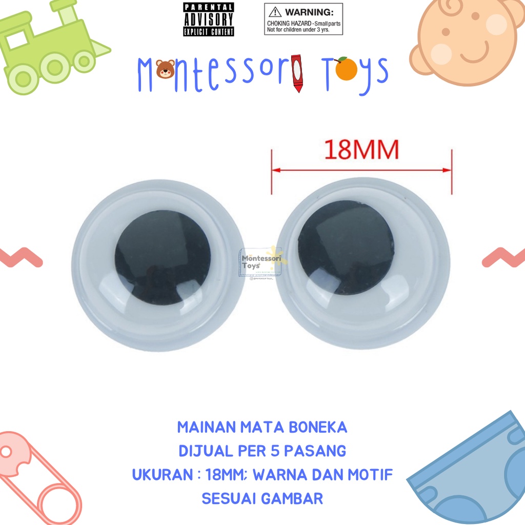 Jual [ISI 5 PASANG] UKURAN 18MM MATA MAINAN / MATA BONEKA / MATA KOCAK ...
