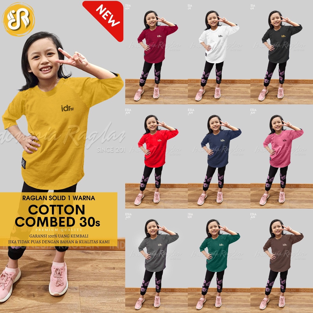 Jual Kaos Anak Raglan 1 Warna Solid Tangan 3/4 Original Indonesia ...