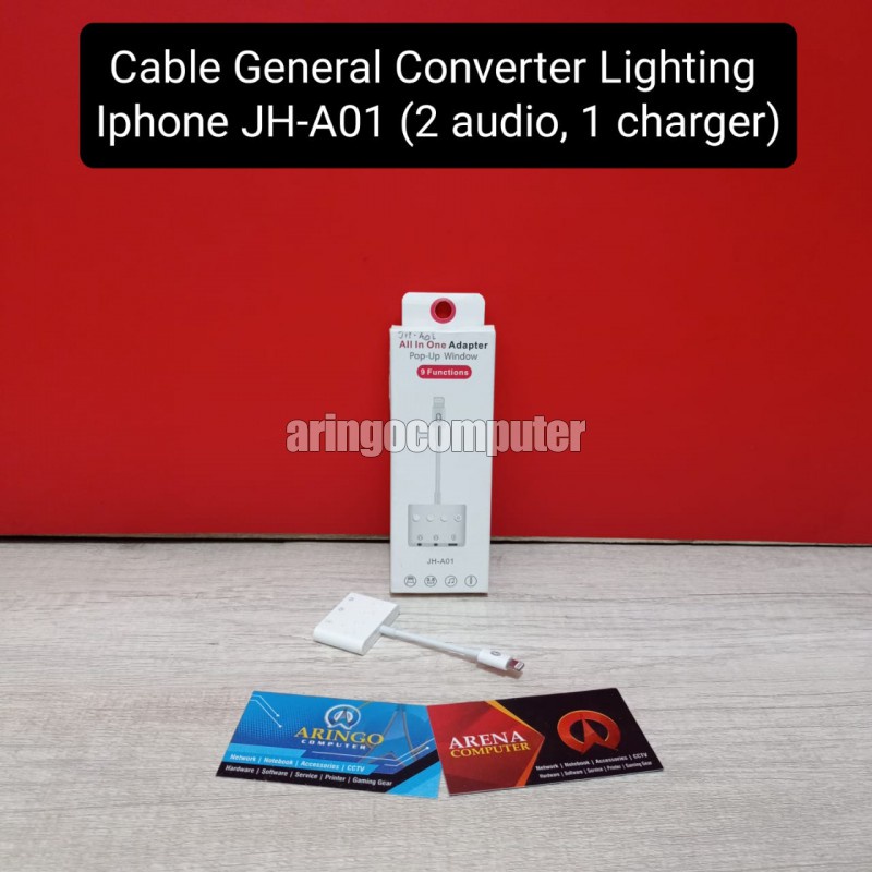 Jual Cable General Converter Lighting Iphone JH-A01 (2 audio, 1 charger ...