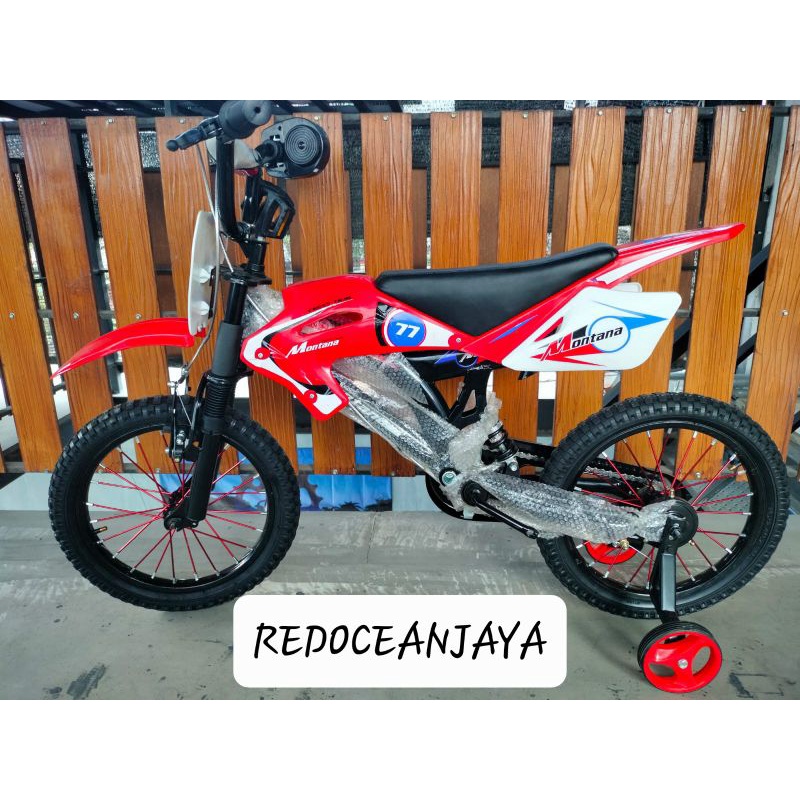 Jual montana cross trail 18 inch sepeda anak bmx motor trail roda 4 empat 18" ada suara bunyi ...