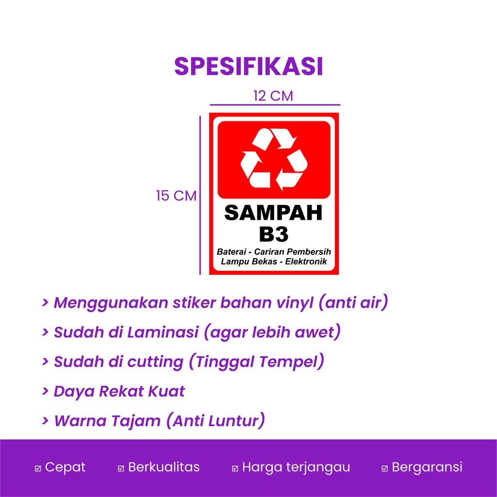 Jual Stiker tempat sampah organik / non organik / sampah medis / sampah ...