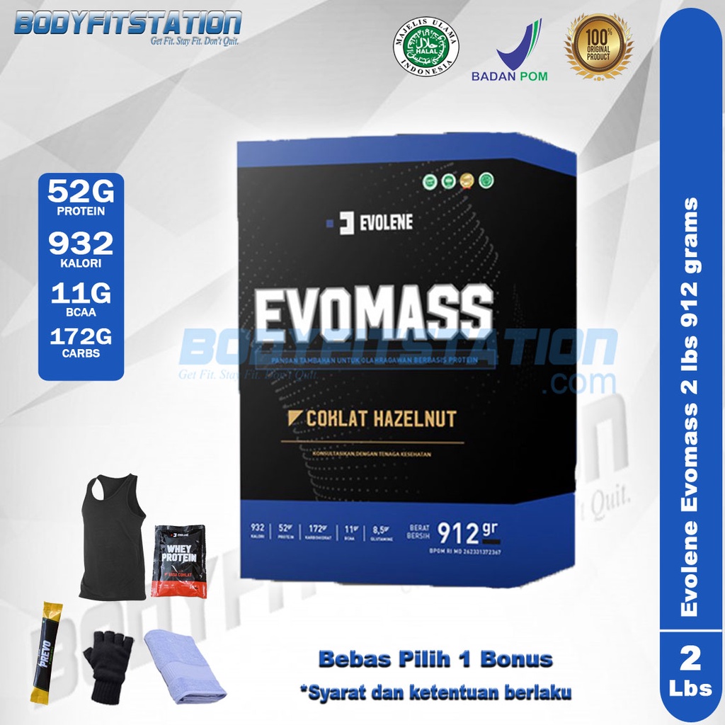 Jual Evolene EvoMass 912 grams 2 Lbs Evo Mass bubuk fitness g gr gram gainer gym lb powder ...
