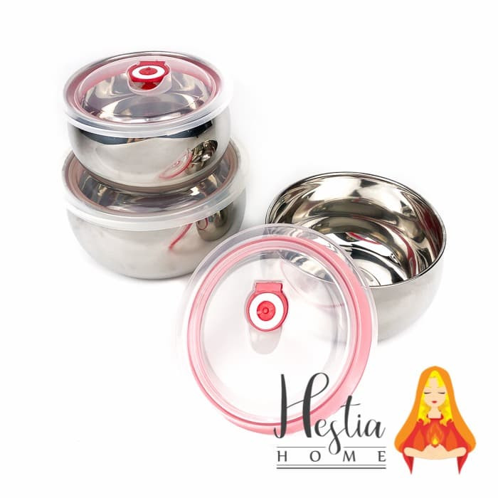 Jual 3 Pcs Kotak Makan Stainless Lunchbox Ompreng Makanan Tutup Bening ...