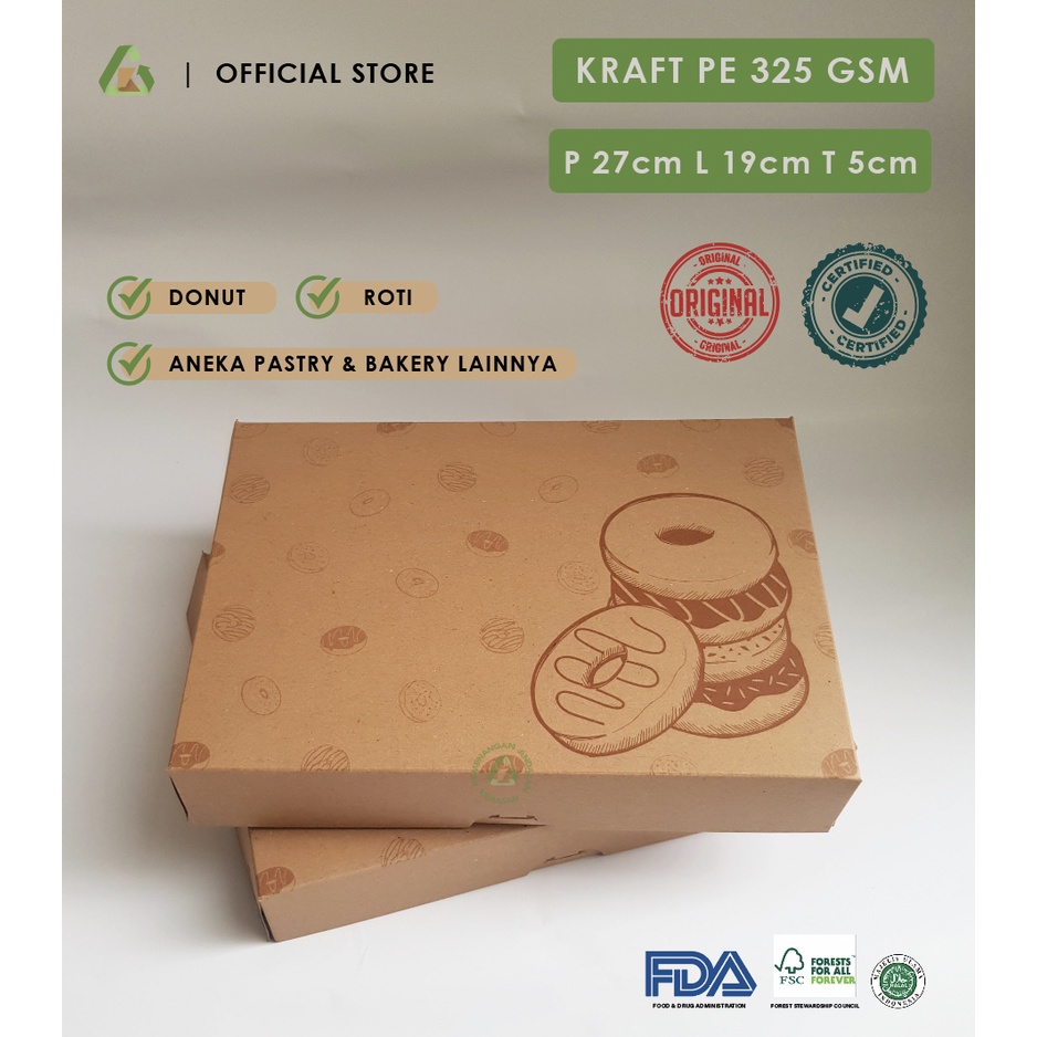 Jual Box Donut Kraft Kotak Donat isi 6 Dus Roti coklat Kemasan Kue ...
