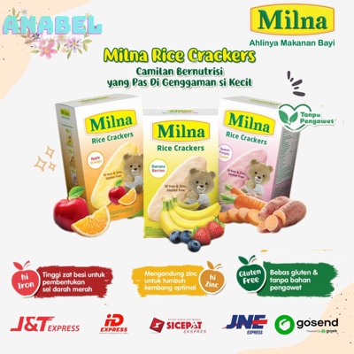 Jual MIlna Rice Crackers Apple Orange / Banana Berries / Sweet Potato ...