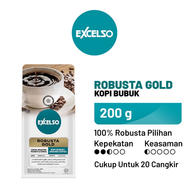 Jual EXCELSO Robusta Gold - Bubuk Kopi 200 gr | Shopee Indonesia