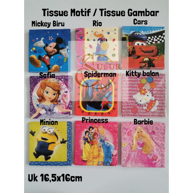Jual Tissue Gambar / Tissue Motif / Tissue Karakter isi 20pc | Shopee ...