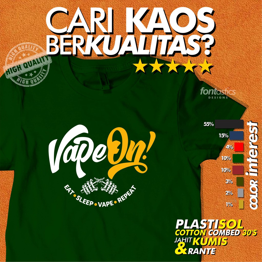 Jual KAOS KAOS VAPE ON VAPING CUSTOM PLASTISOL SATUAN LUSINAN SABLON ...