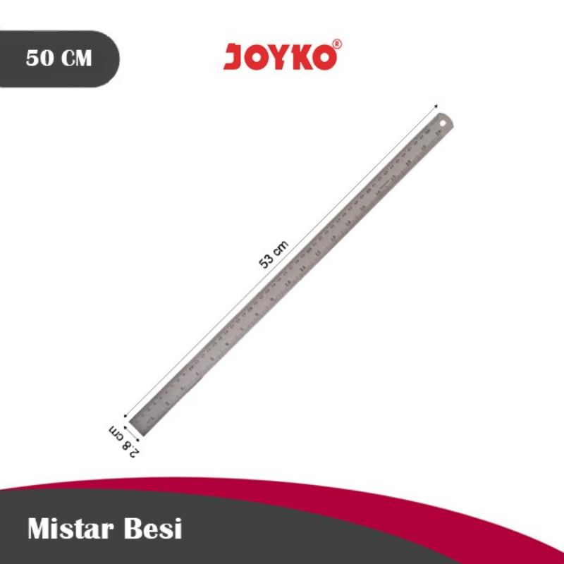 Jual Penggaris Besi Joyko 50 cm - Mistar 50 cm - Ruler Joyko - Penggaris Stainless Steel ...