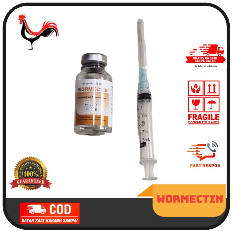 Jual WORMECTIN 2 ml 5 ml 20 ml Medion + Suntikan Obat Jamur Cacing ...