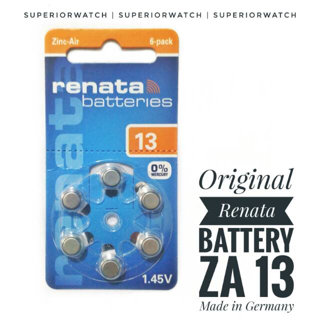 Jual Baterai Alat Bantu Dengar Ukuran 13 ZA13 Renata Original Made In Germany Hearing PR48 ...
